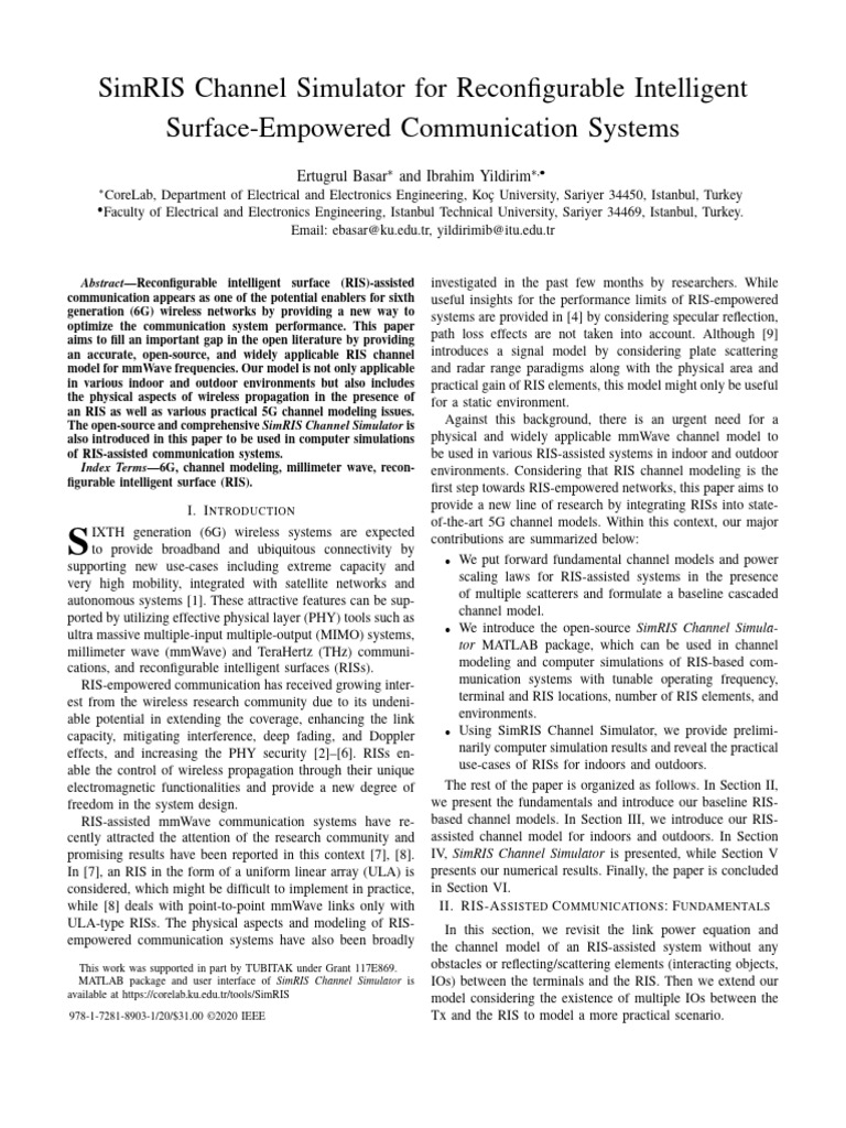 SimRIS Channel Simulator For Reconfigurable Intelligent Surface | PDF ...