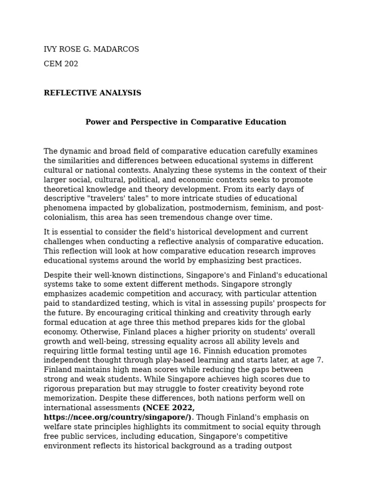 LESSON 1 - COMPARATIVE EDUCATION | PDF | Creativity | Learning