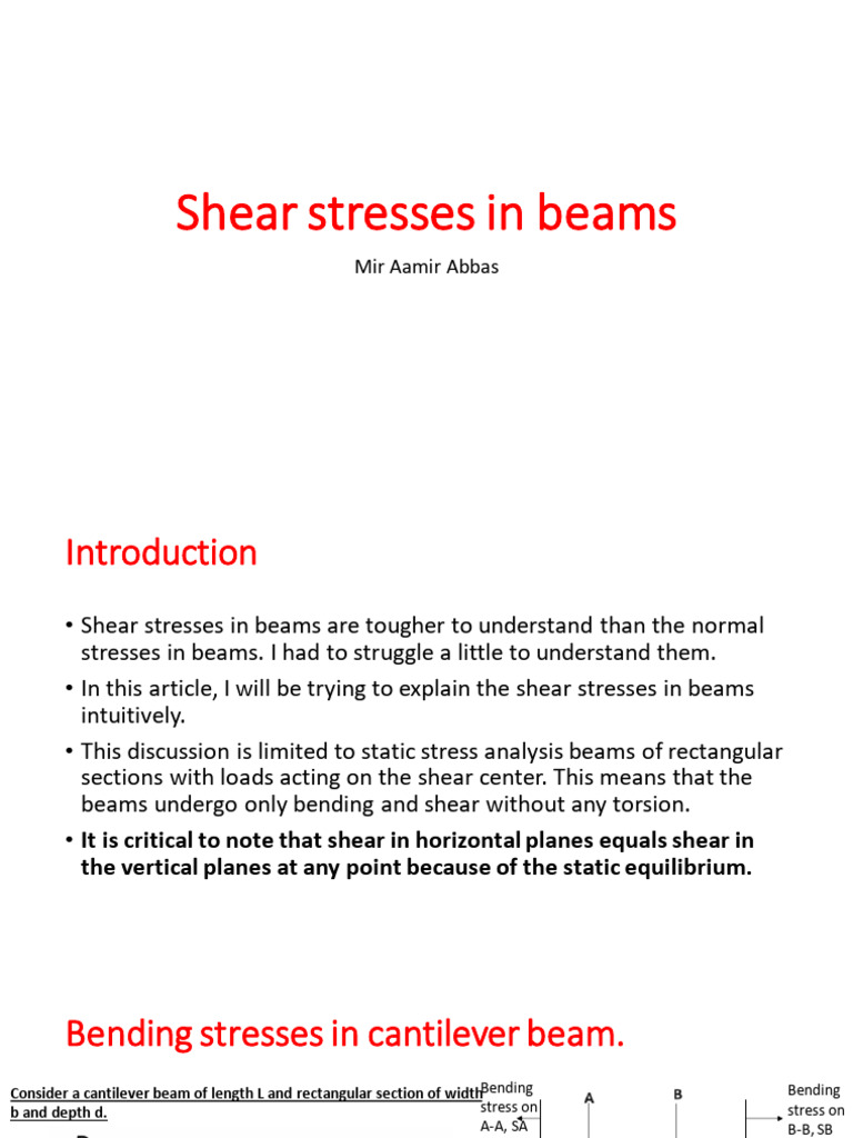 Shear Stresses in Beams 1719143378 | PDF | Bending | Stress (Mechanics)