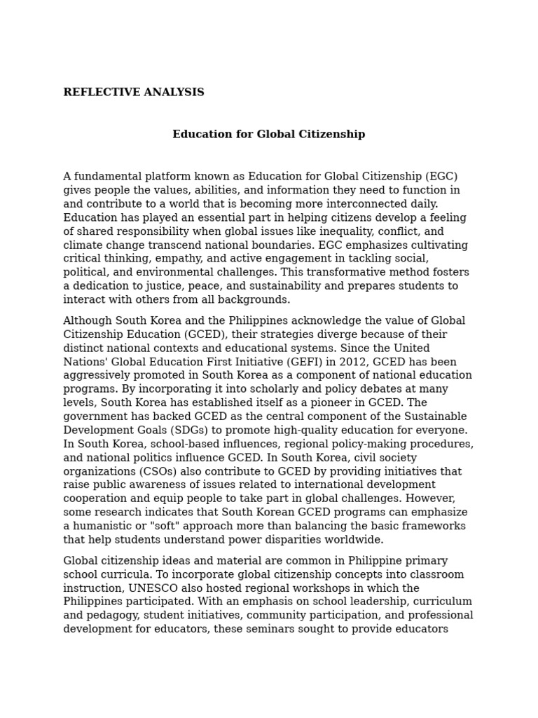 LESSON 7 - EDUCATION FOR GLOBAL CITIZENSHIP | PDF | Curriculum | Teachers