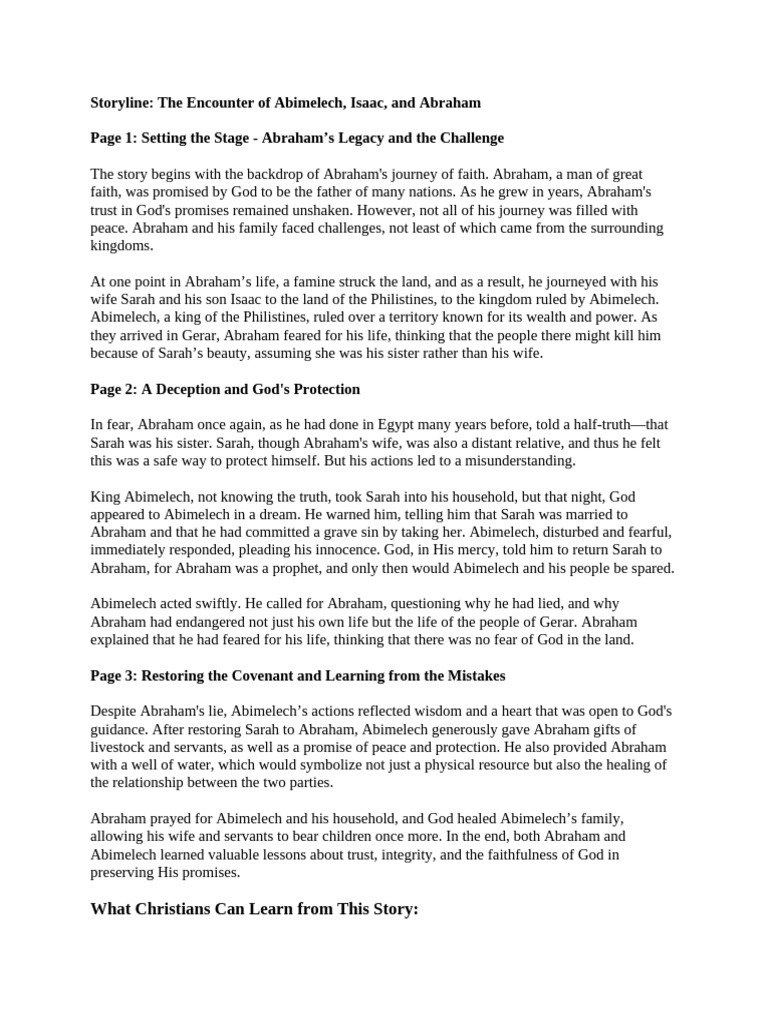 Abraham, Isaac, and Abimelech's Encounter | PDF | Sarah | Abraham