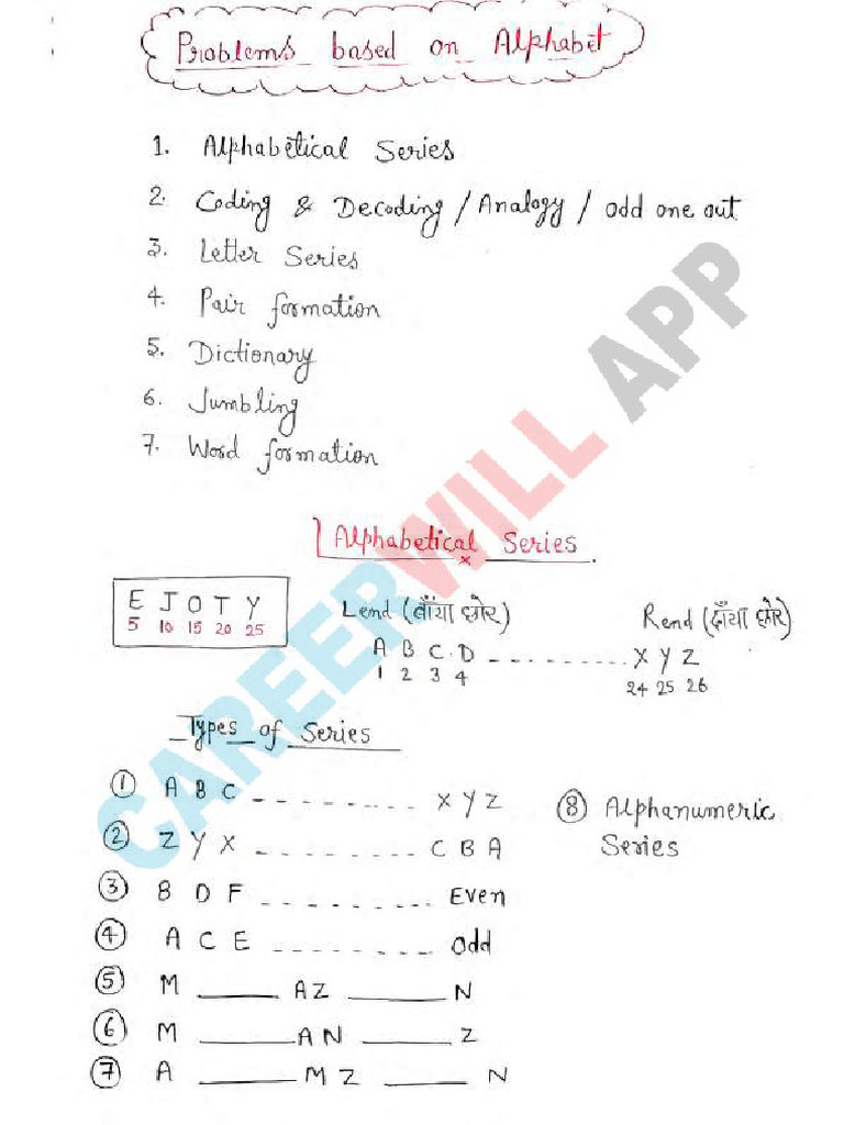 Reasoning Full Class Notes (Hand Written) Part-1 - 477142 - Crwill | PDF