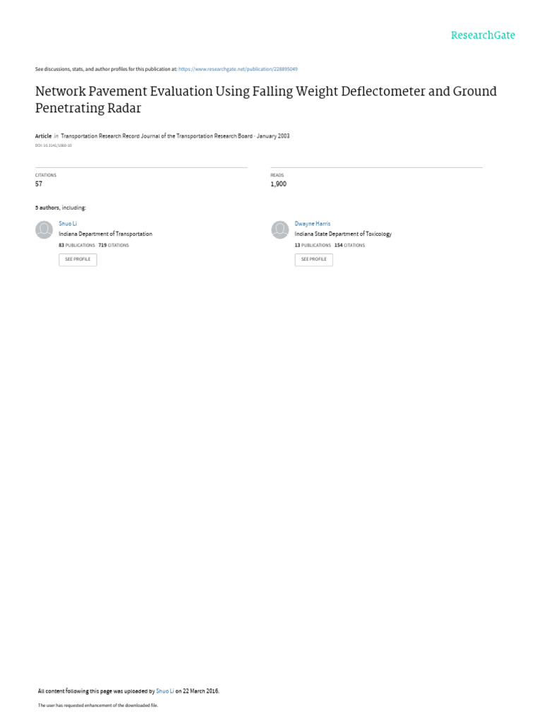 Network Pavement Evaluation Using Falling Weight D | PDF | Road Surface