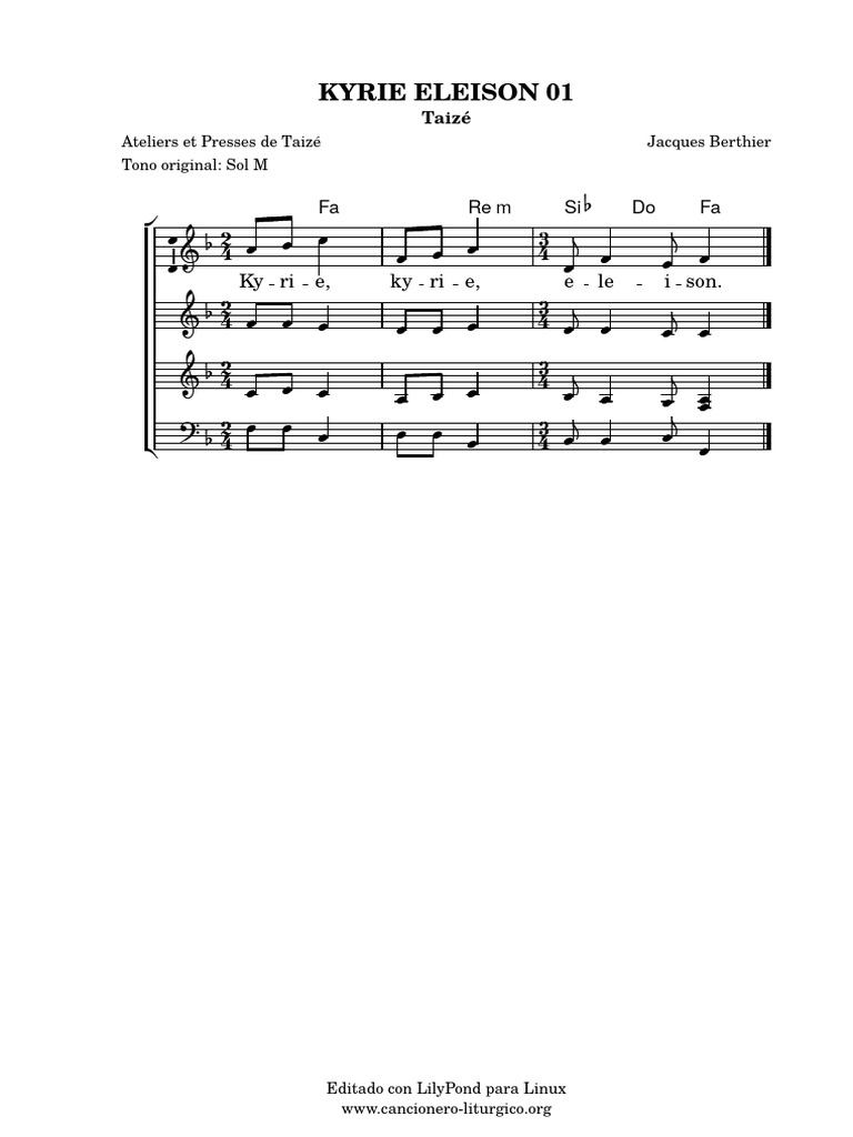 Kyrie Eleison - Taizé Partition PDF | PDF