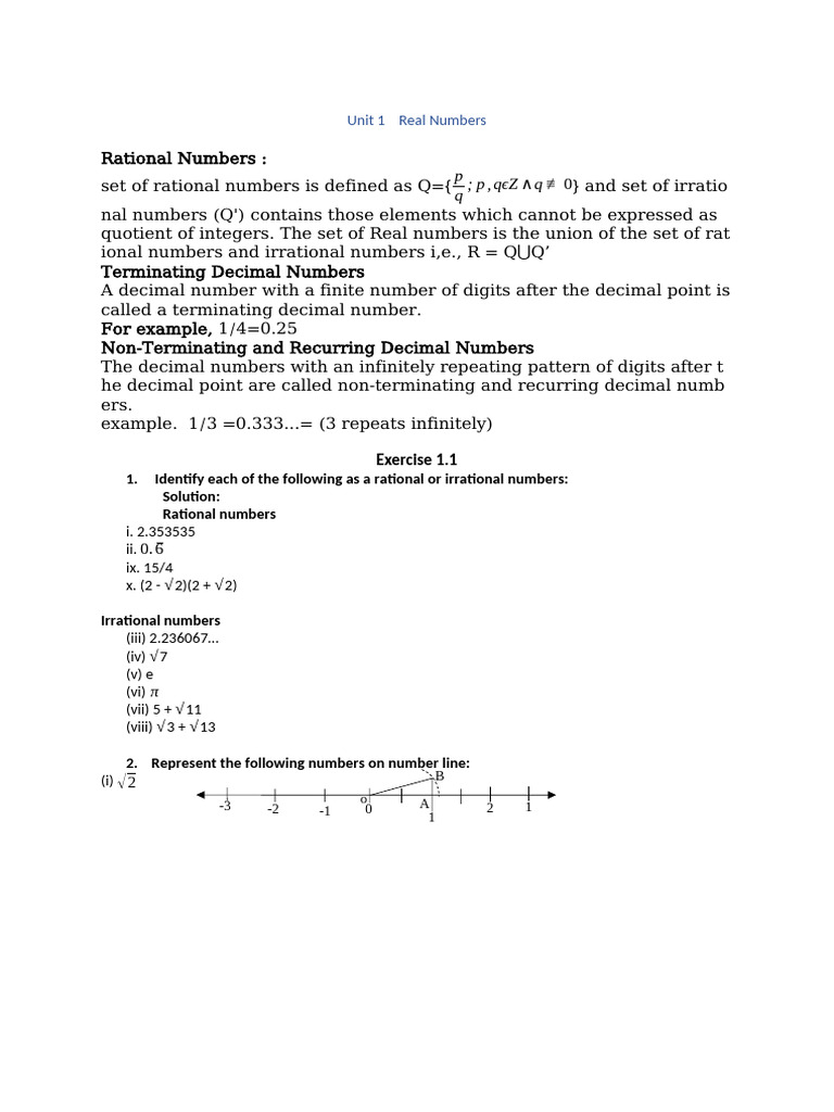 Unit 1 - 30 Jan Single Column 10 A.M | PDF | Numbers | Rational Number
