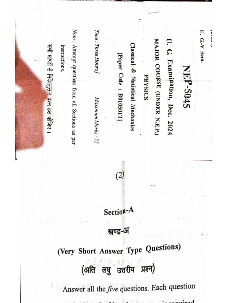 Physics 1st Paper BSC 5th Sem | PDF