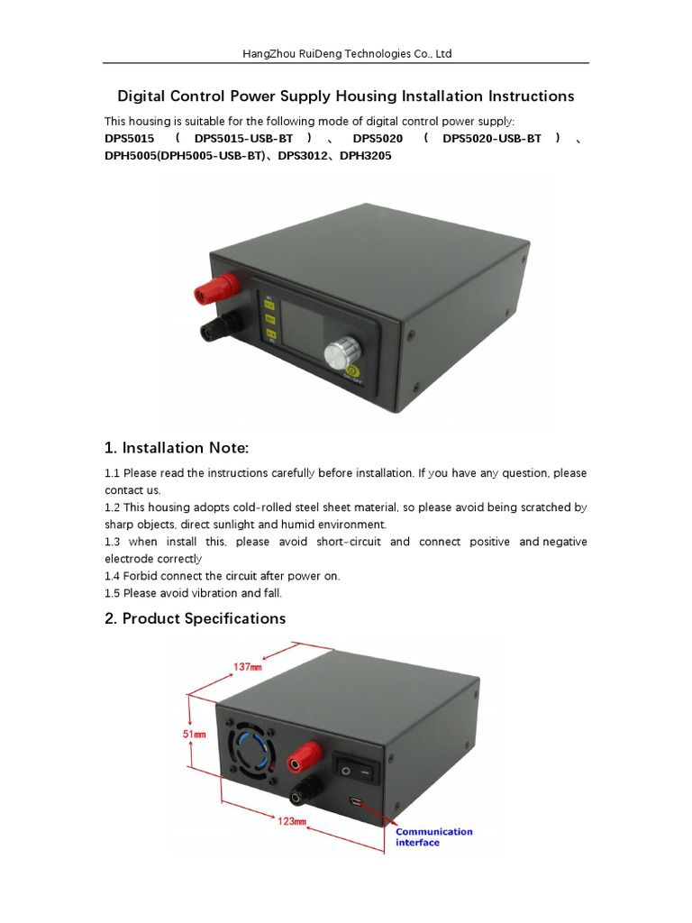 Digital Power Supply Housing Installation Guide | PDF | Screw | Power ...