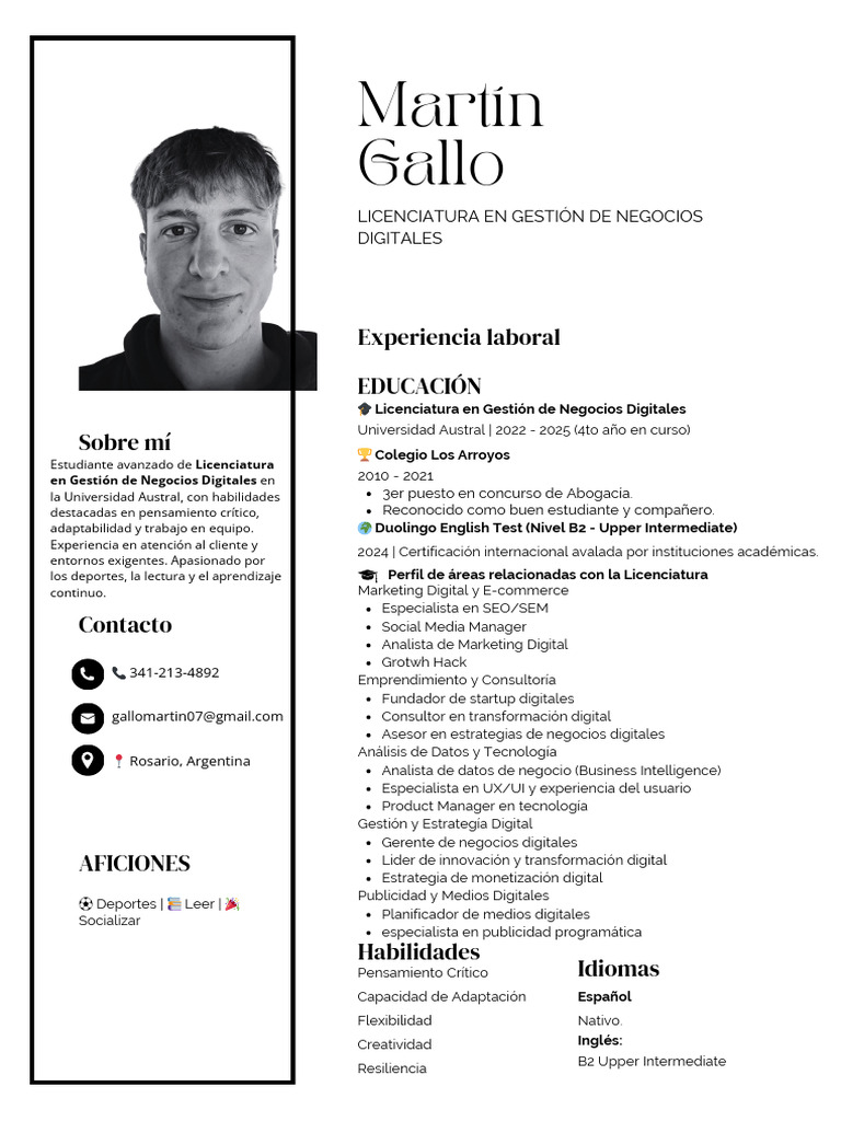 Martín Gallo CV 1 | PDF | Business | Aprendizaje