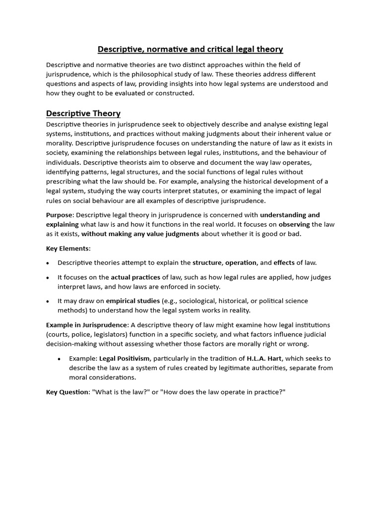 Descriptive, Normative Theories and Critical Theory | PDF ...