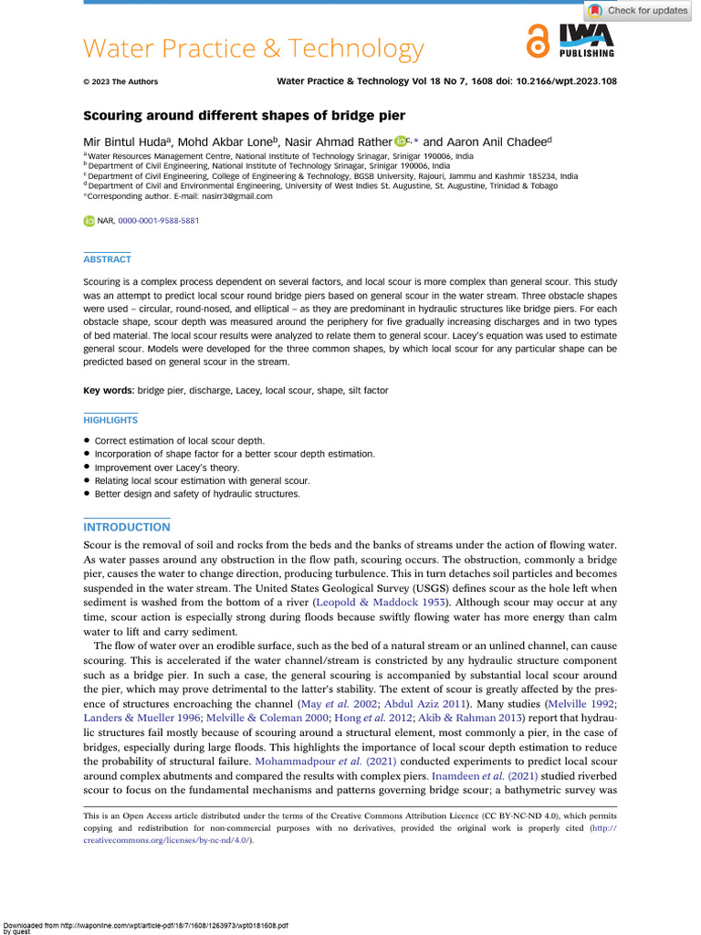 Scouring Around Different Shapes | PDF | Civil Engineering | Earth Sciences