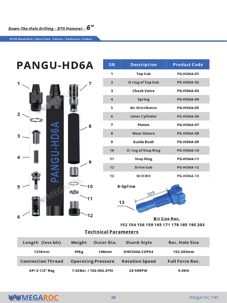 6 Inch DTH Hammer With dhd360 Shank | PDF