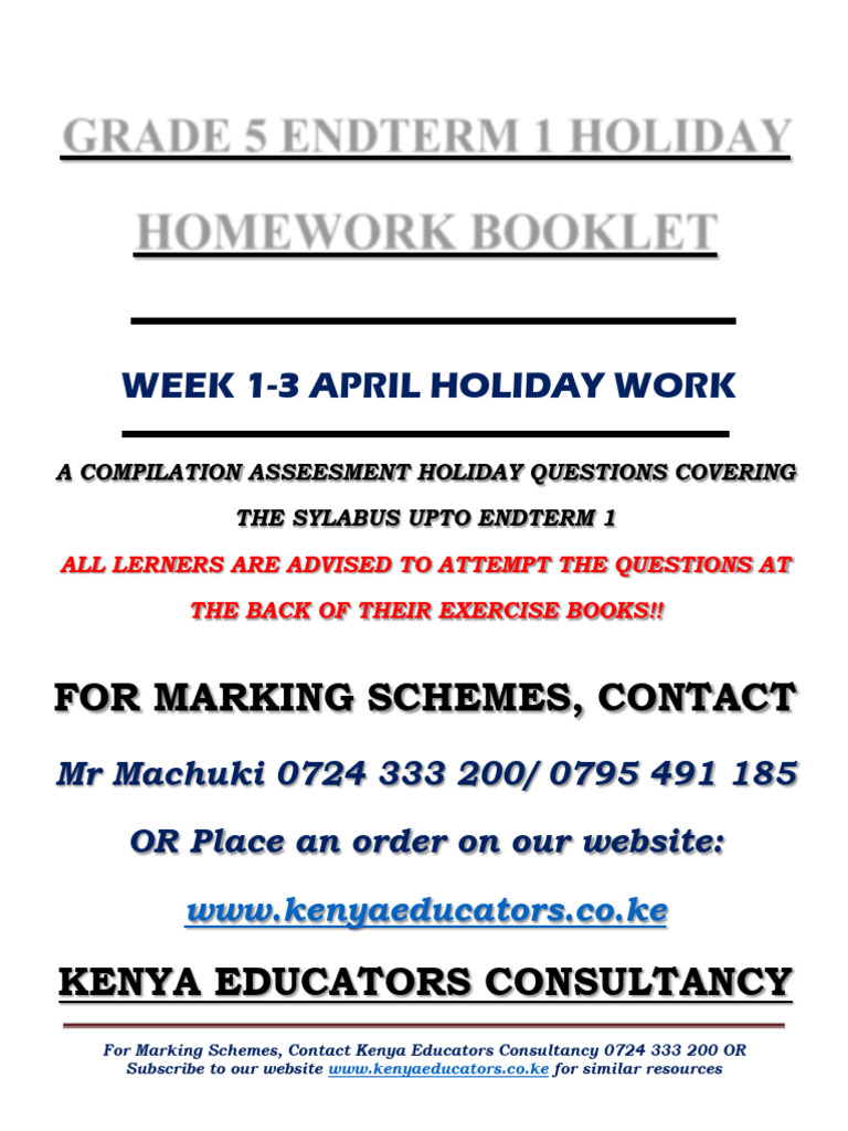 Grade 5 Endterm 1 Holidat Homework Book | PDF | Trees | Water