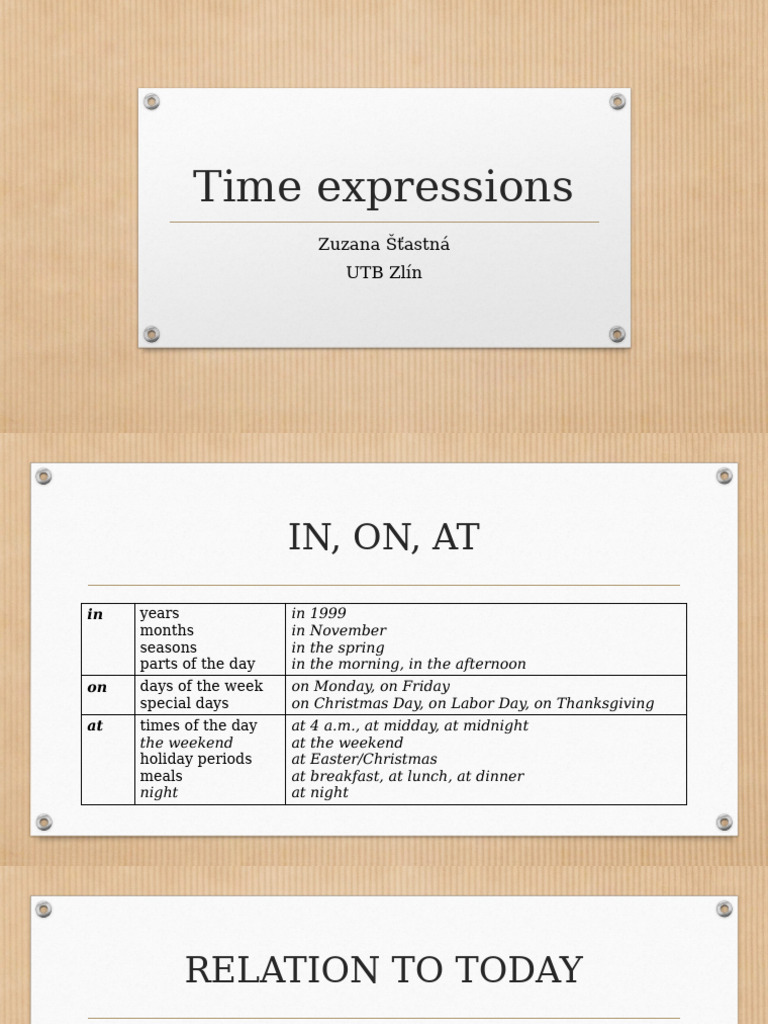 Time Expressions in English Grammar | PDF | Meal | Eating Behaviors Of ...