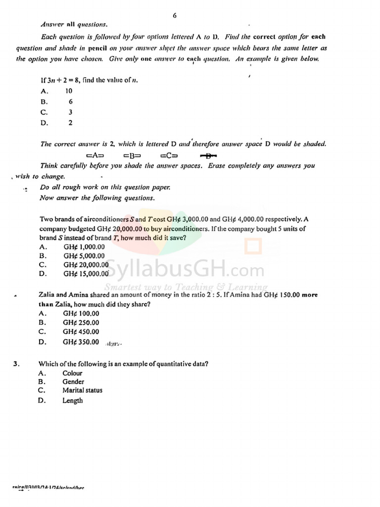 2024 Bece Mathematics 1 | PDF