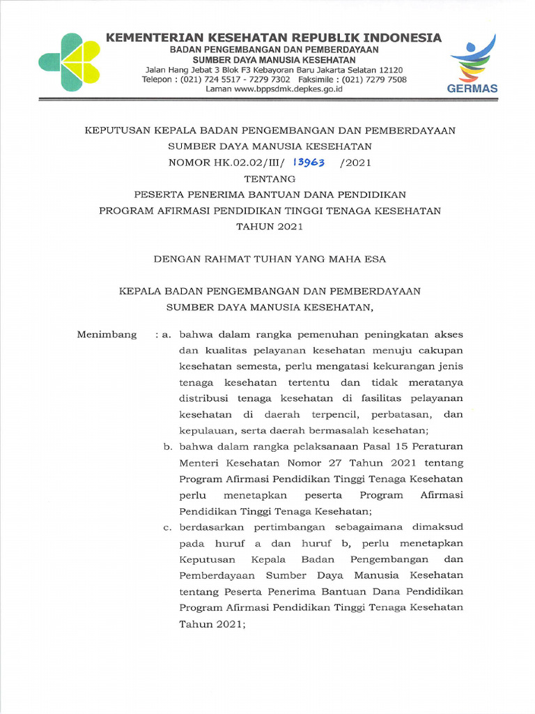 SK PESERTA PADINAKES 2021 Cap | PDF