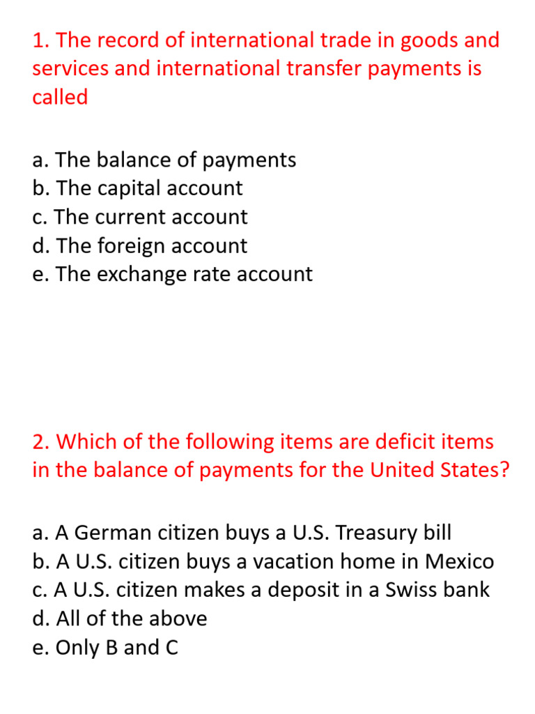 Term2 MEP Open Economy Questions PDF | PDF | Balance Of Payments ...