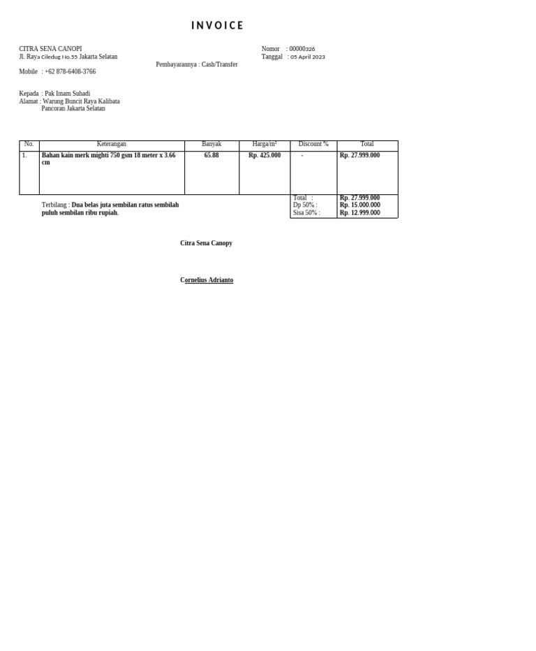 Invoice Csc. 1 | PDF