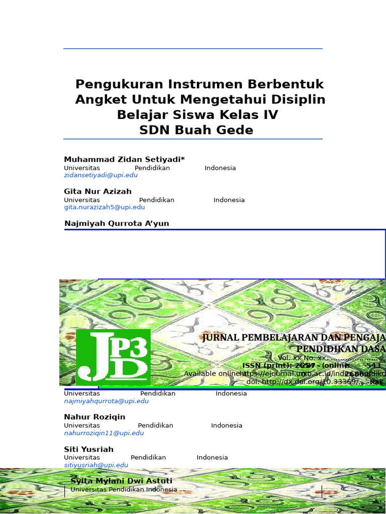 Angket Disiplin Belajar Siswa Kelas IV | PDF