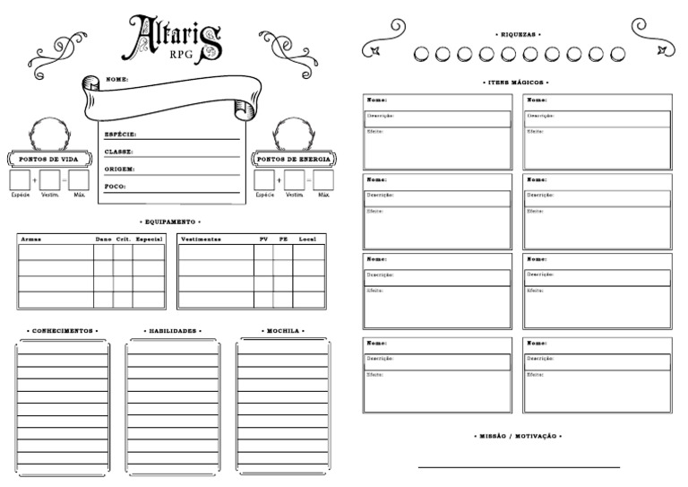 Altaris Ficha Completa | PDF
