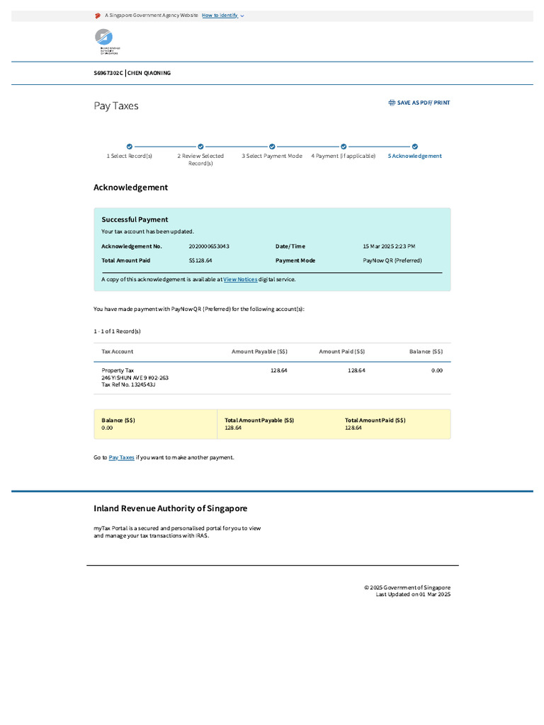 MTP - Pay Taxes - Acknowledgement | PDF
