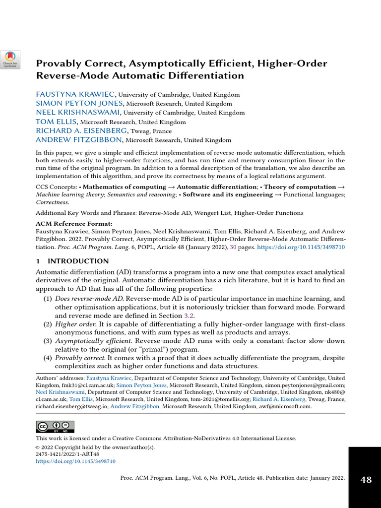 Provably Correct, Asymptotically Efficient, Higher-Order Reverse-Mode Automatic Differentiation ...