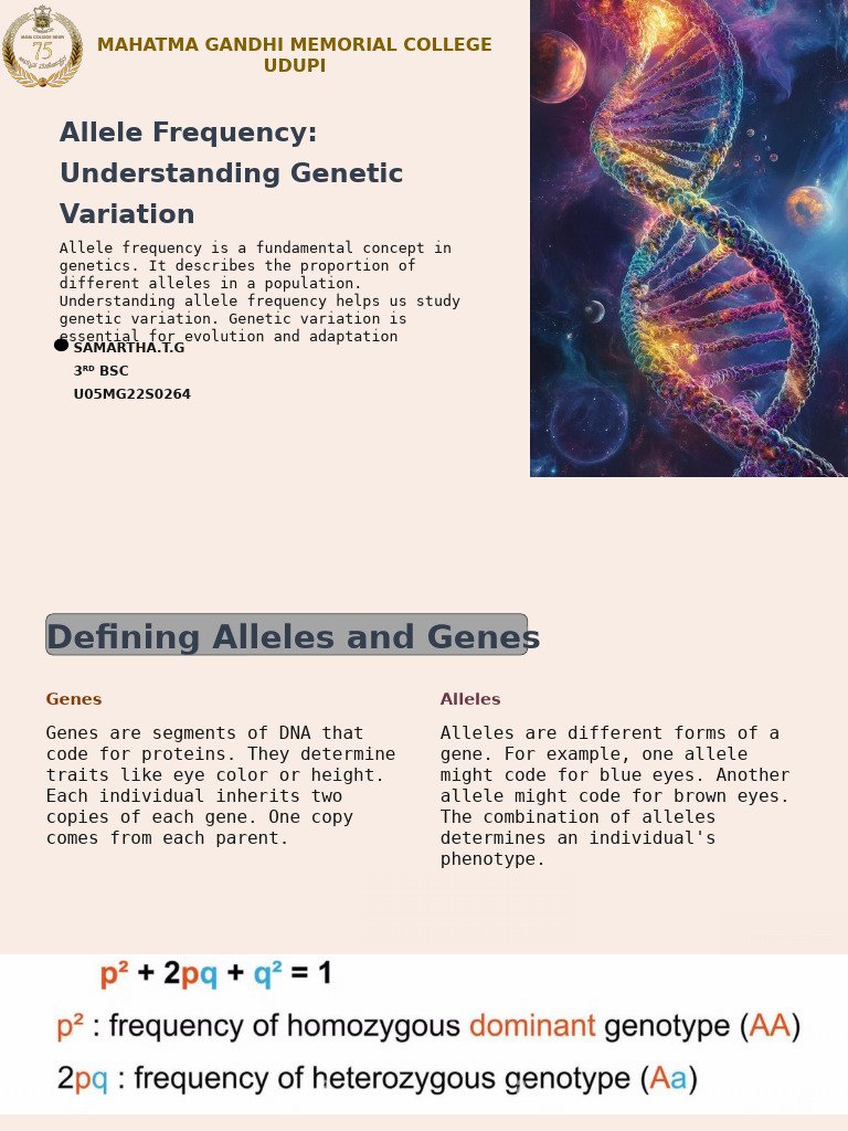 Allele Frequency and Genetic Variation | PDF | Allele | Genetics