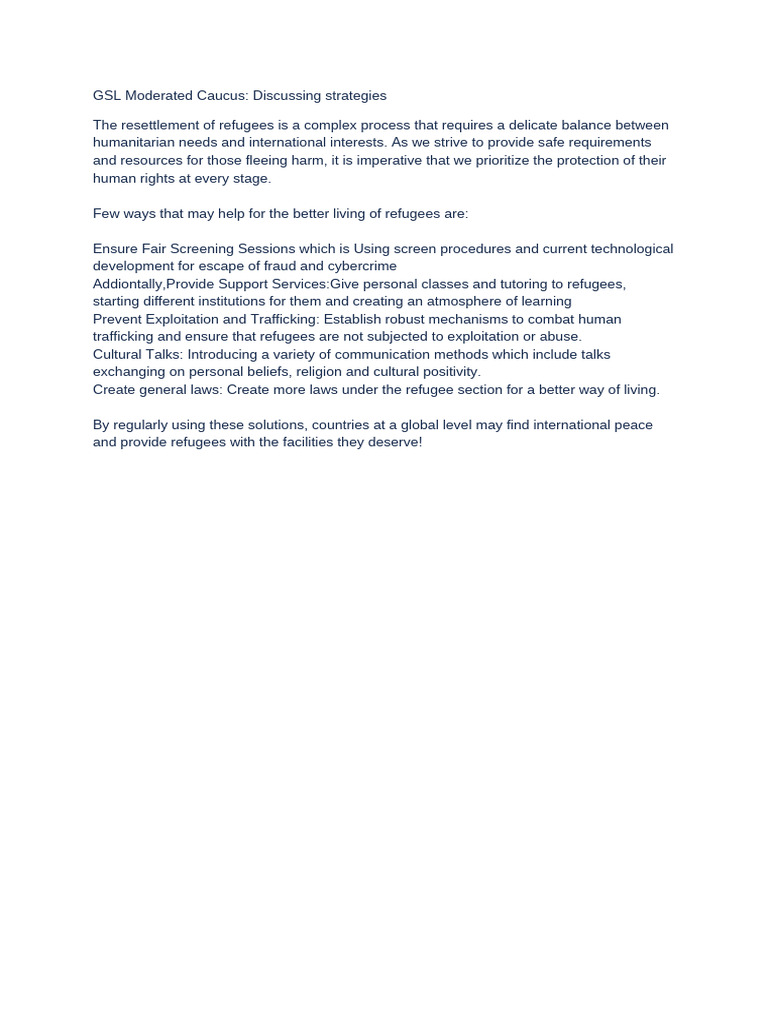 Moderated Caucus - Addressing the strategies to safeguard the human ...