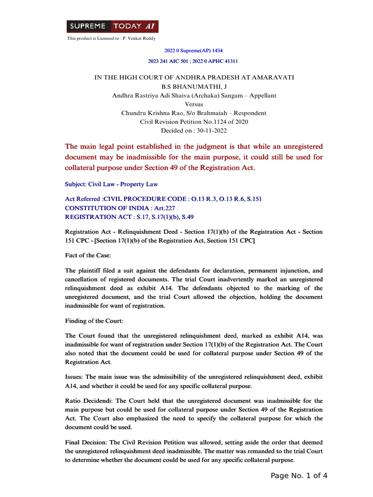 Andhra Rastriya Adi Shaiva Archaka Sangam Vs Chundru Krishna Rao S o ...