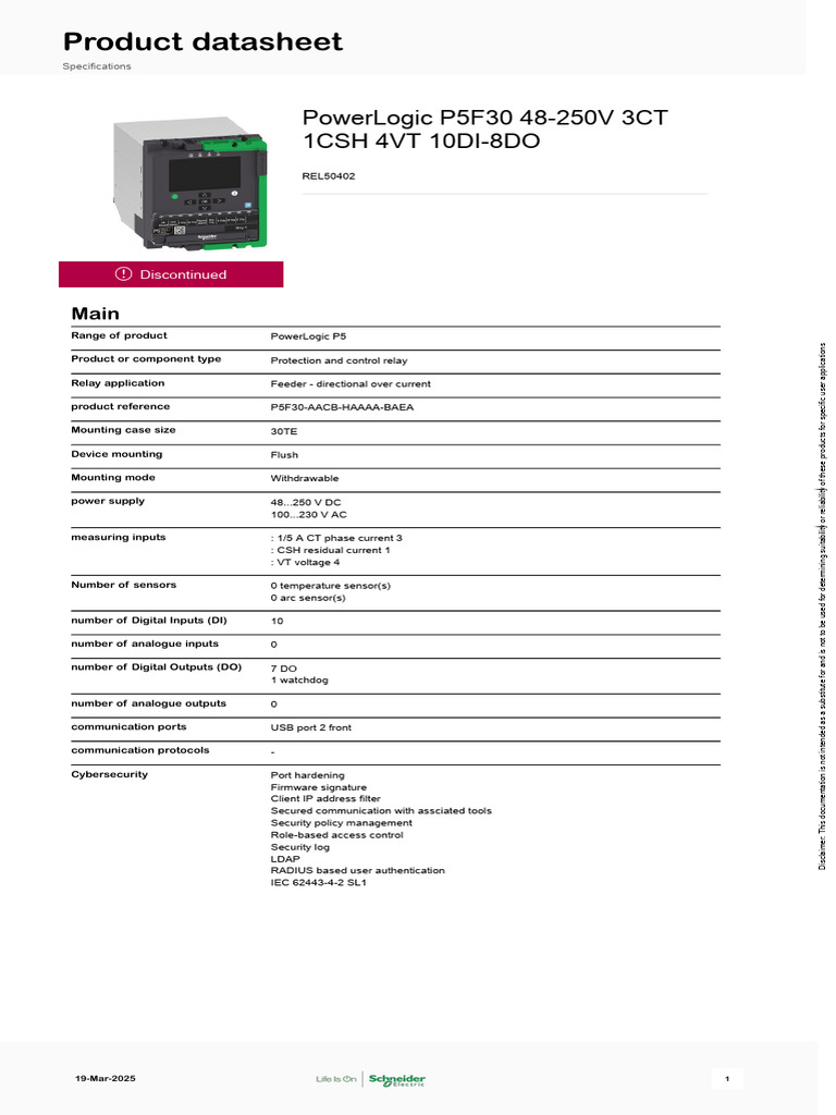 Schneider Electric_PowerLogic-P5_REL50402 | PDF | Electromagnetic Compatibility | Relay