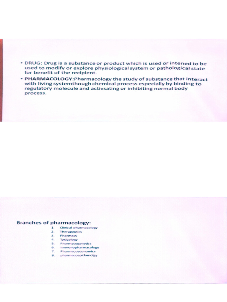 Pharma 1st Lecture (Including tomorrow) | PDF