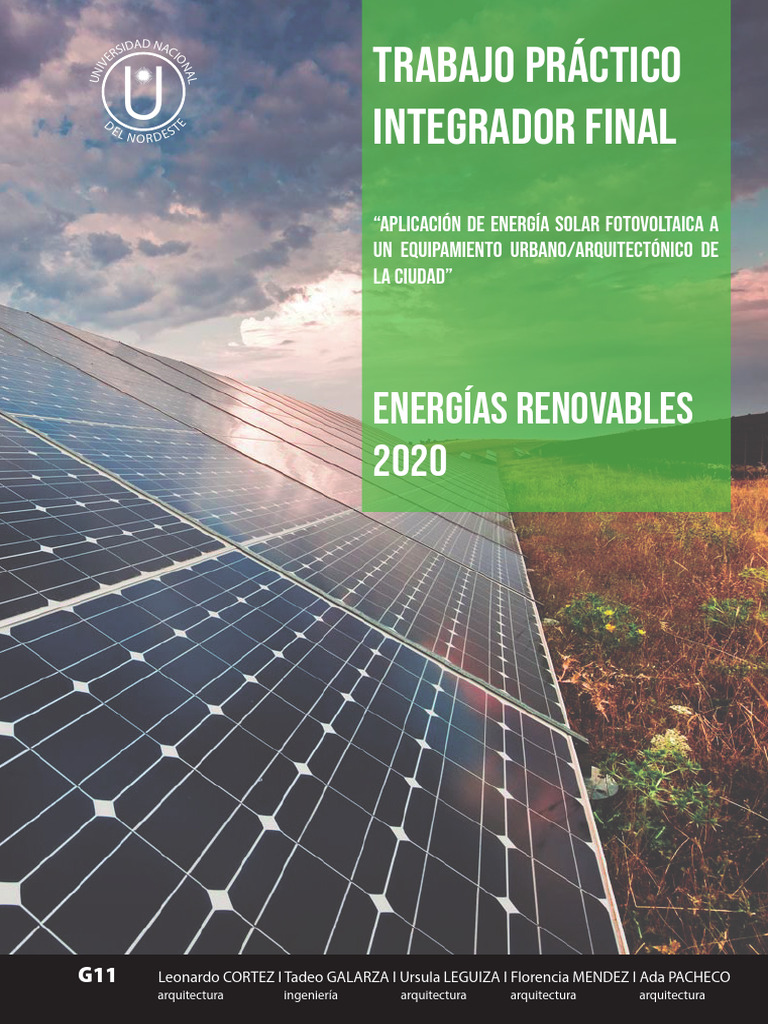 TP INTEGRADOR FINAL EERR - GRUPO N° 11 | PDF | Energía solar | Energía renovable