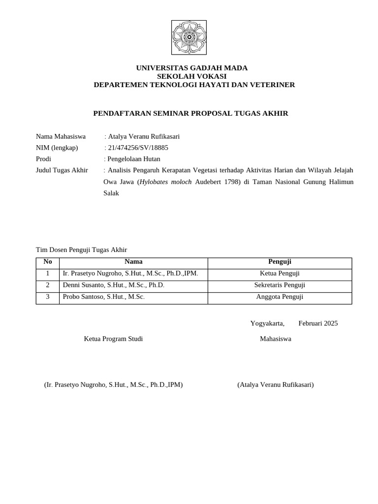 Formulir Pendaftaran Sempro TA[1] | PDF
