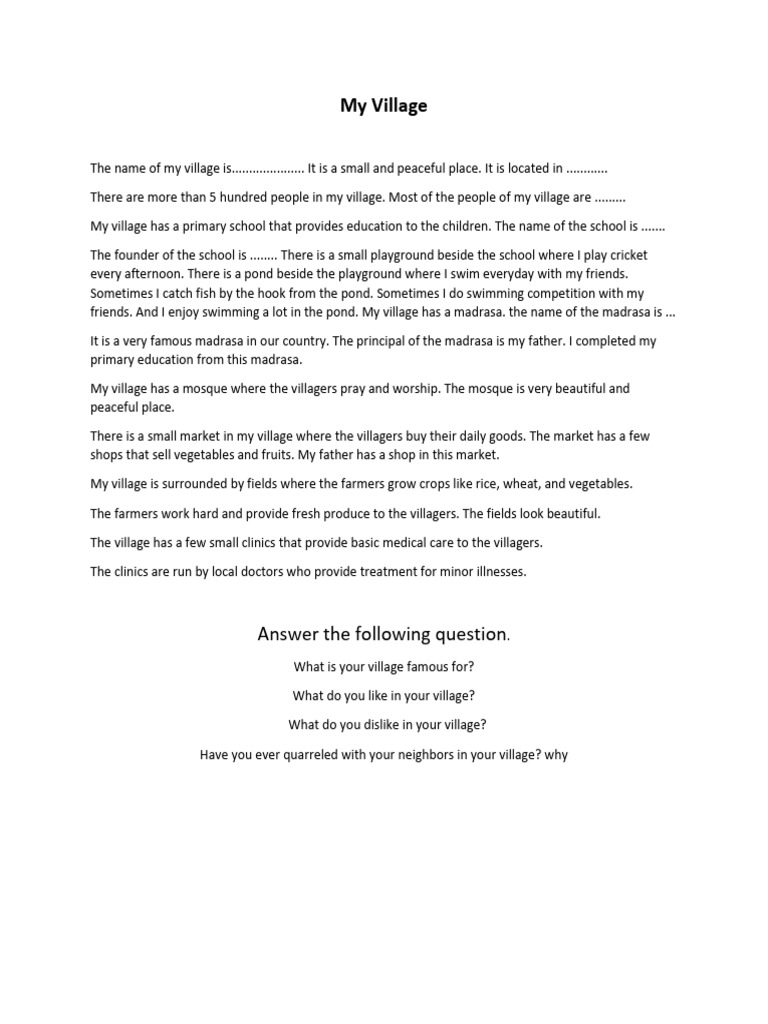 My Village: A Peaceful Community Overview | PDF