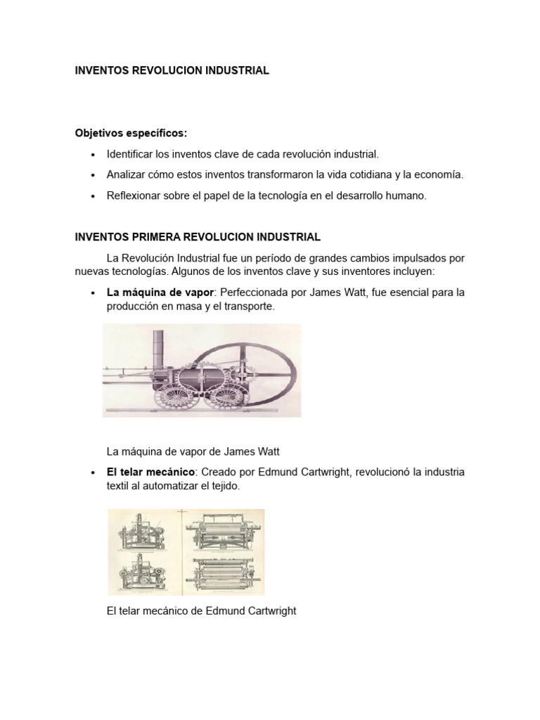 Inventos Clave en Revoluciones Industriales | PDF | Ingenieria ...