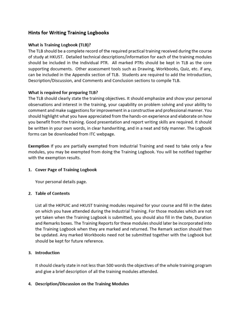 Hints For Writing Training Logbooks - v2 | PDF