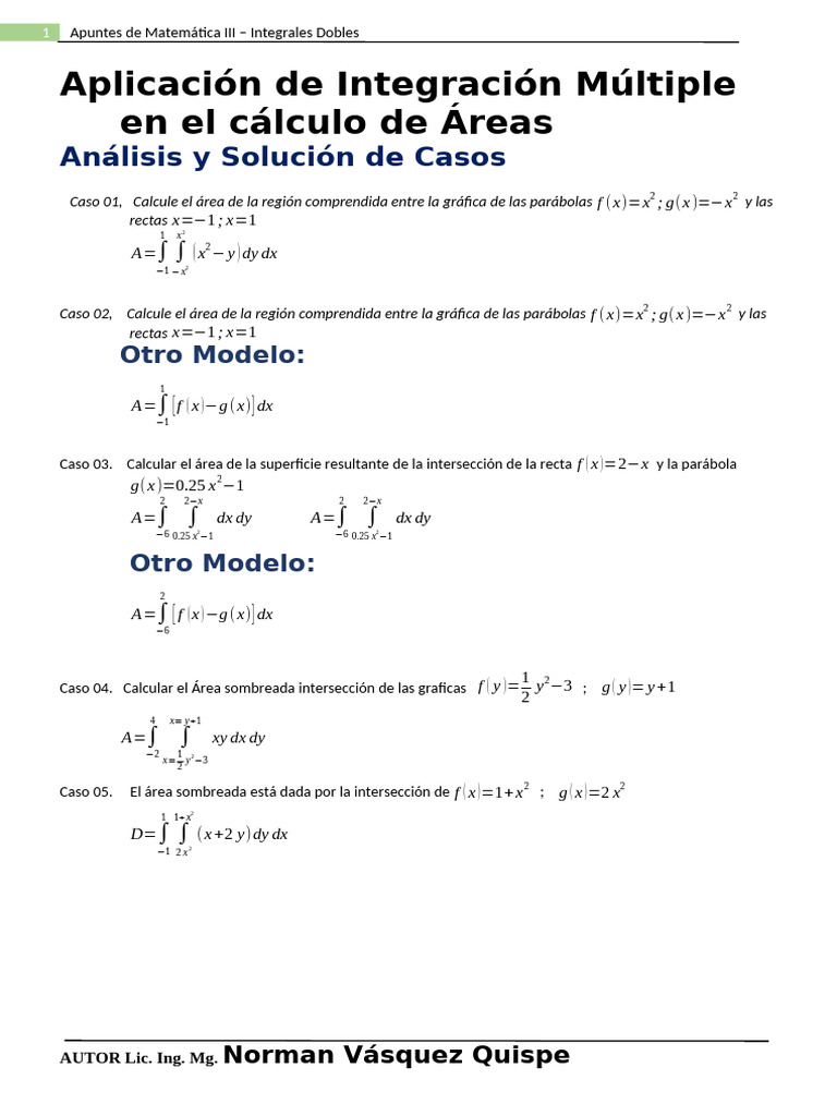 SAP7 8 MATE III Aplic Integ Dobles | PDF | Integral | Matemáticas