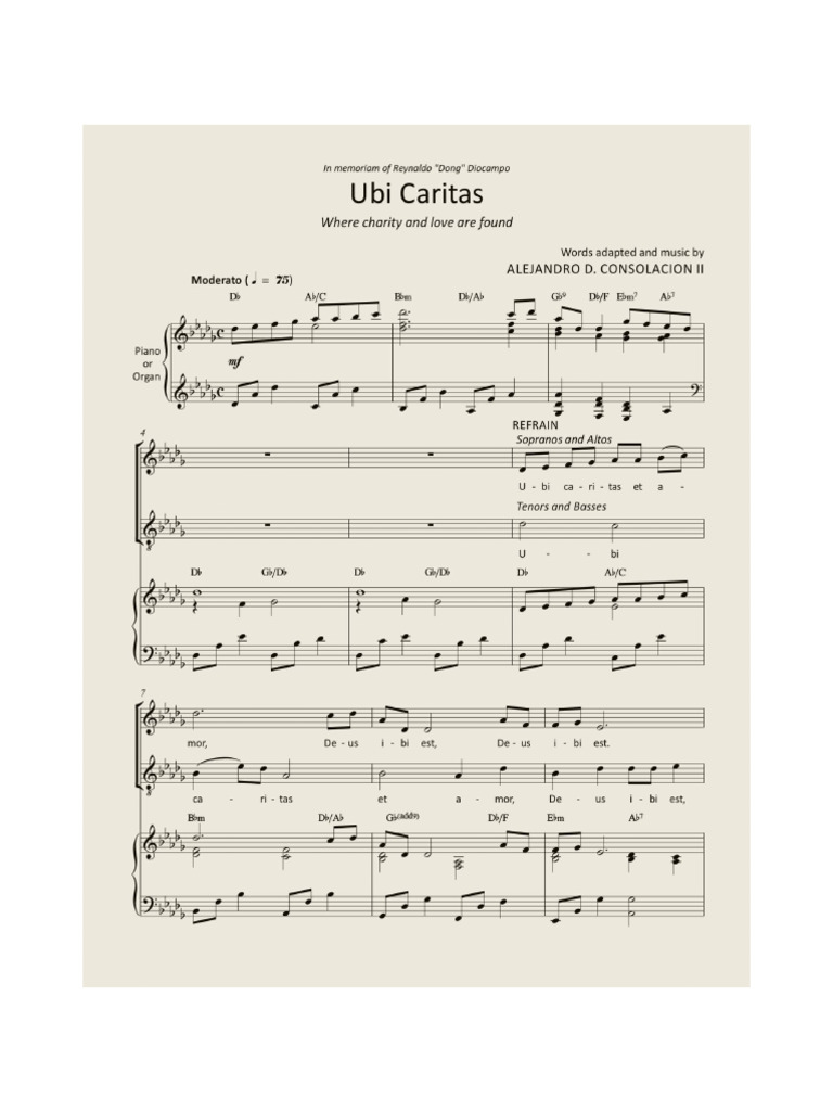 Ubi Caritas Aj Consolacion | PDF