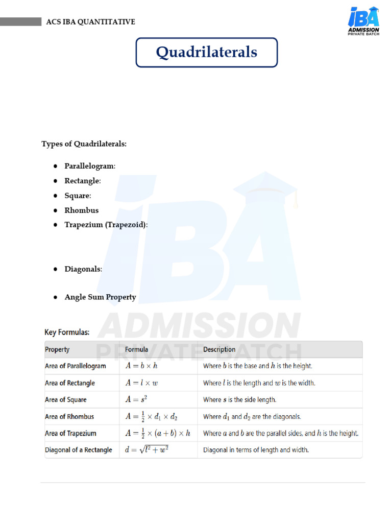 Quadrilaterals and Polygon Properties | PDF | Area | Rectangle