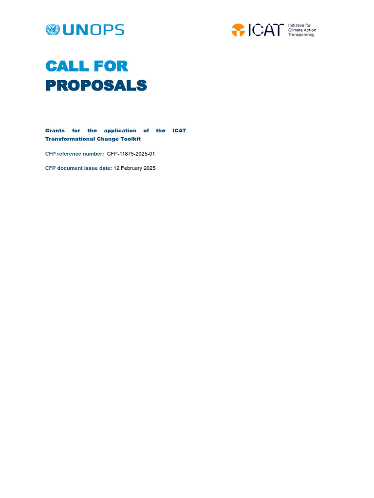 CFP-11875-2025-01 - Call For Proposals - Grants For The Application of The ICAT Transformational ...