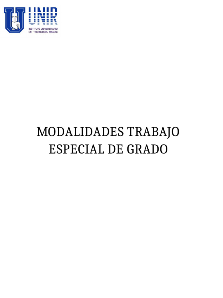 Modalidades Trabajo Especial de Grado (FINAL) | PDF | Enfermería