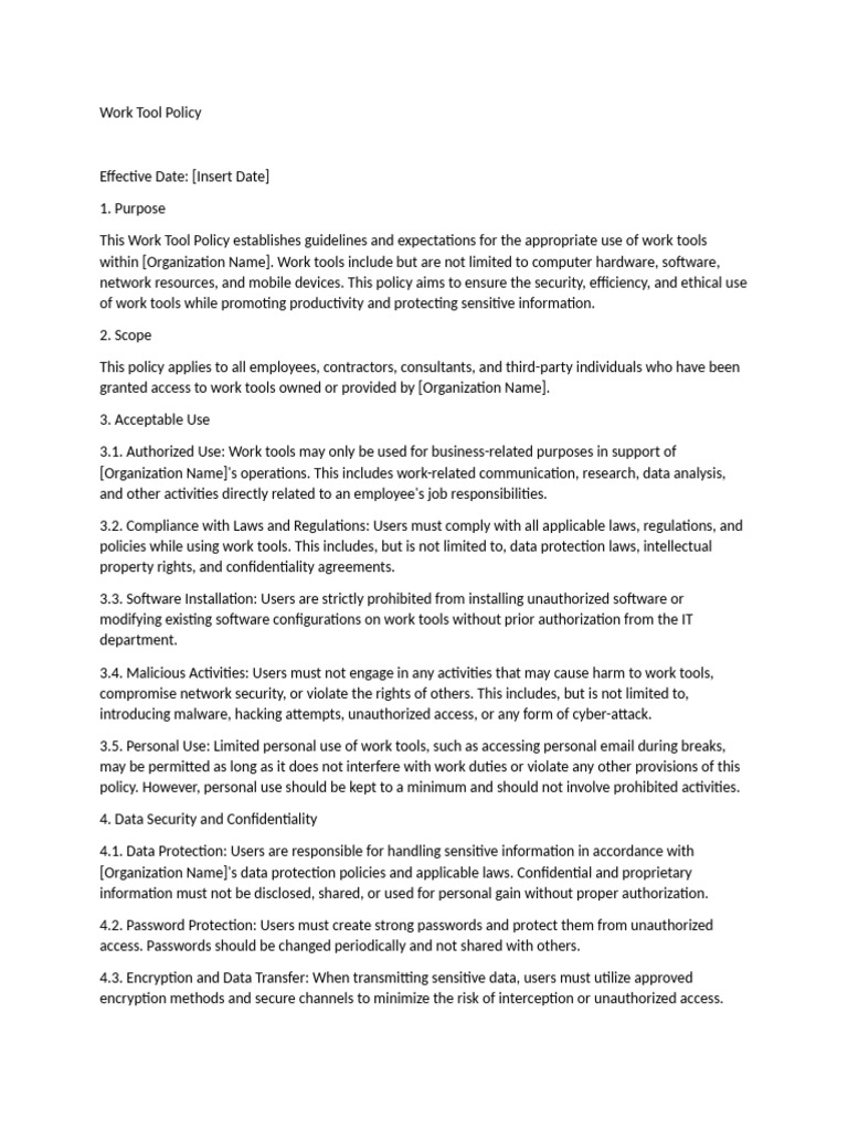 Work Tool Usage Policy Overview | PDF | Security | Computer Security