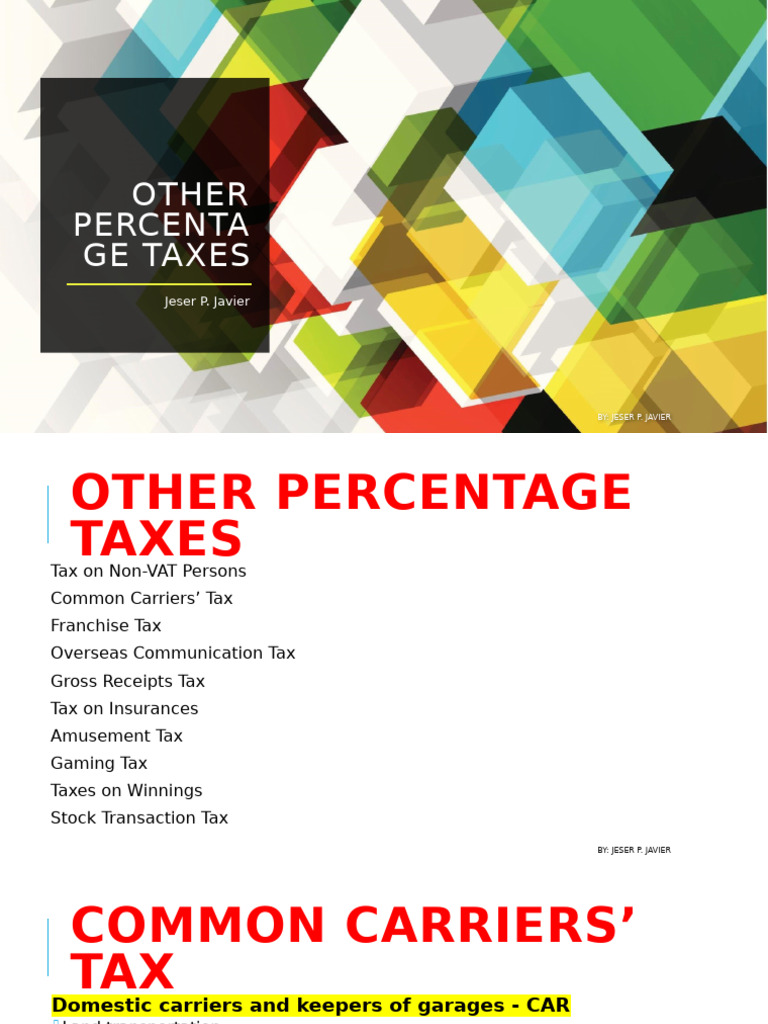 Module 2.2 Other Percentage Taxes | PDF | Insurance | Loans