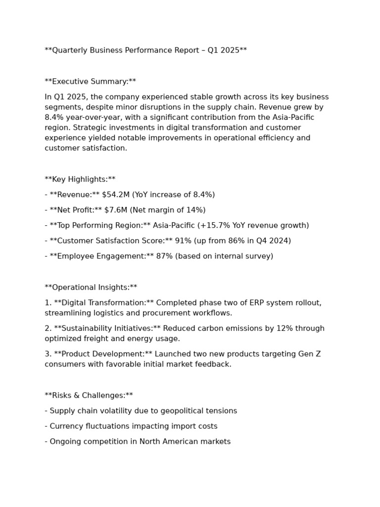Q1 2025 Business Performance Insights | PDF