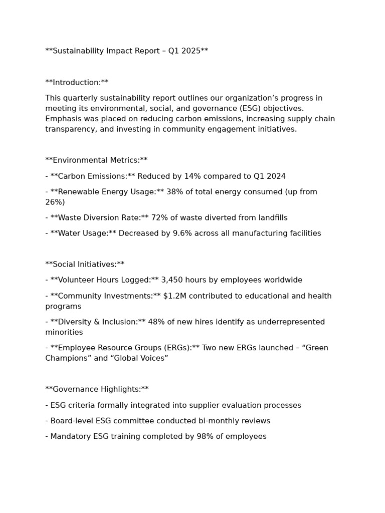 Q1 2025 Sustainability Impact Report | PDF