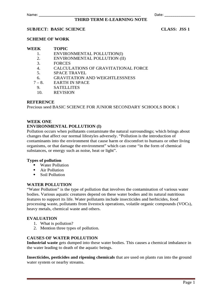 Jss One 3rd Term Basic Science | PDF | Solar System | Planets