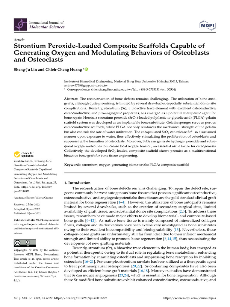 Strontium Peroxide-Loaded Composite Scaffolds Capa | PDF | Bone | Real ...