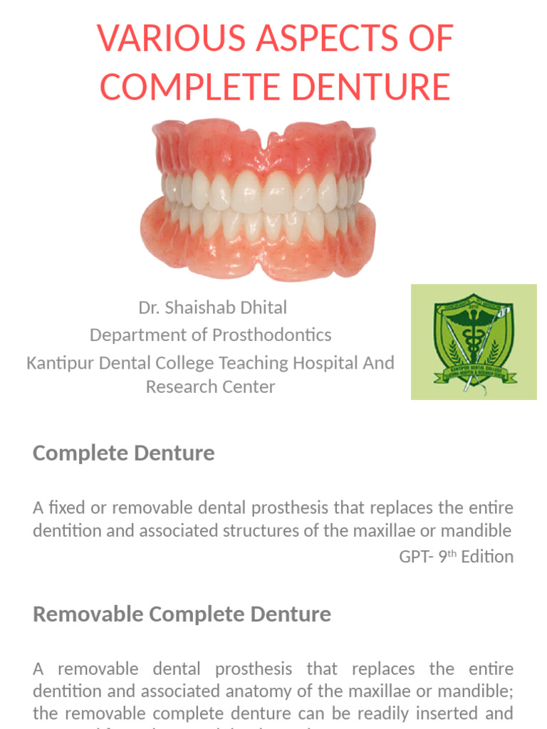 2.various Aspects of Complete Denture 2 | PDF | Dentures | Dental Implant