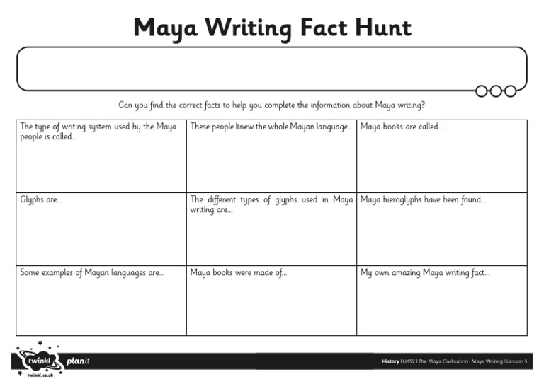 Activity Sheet Maya Writing Fact Hunt | PDF