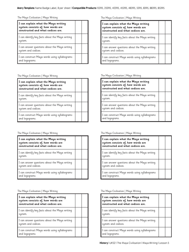 Success Criteria Grids Maya Writing | PDF | Yucatán Peninsula | Culture ...