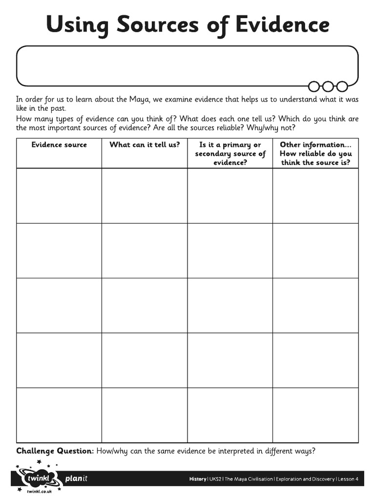 Activity Sheet Using Sources of Evidence | PDF